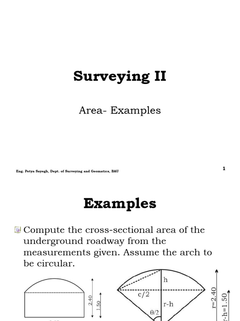 Surveying Area Calculation Examples | PDF | Geographical Technology