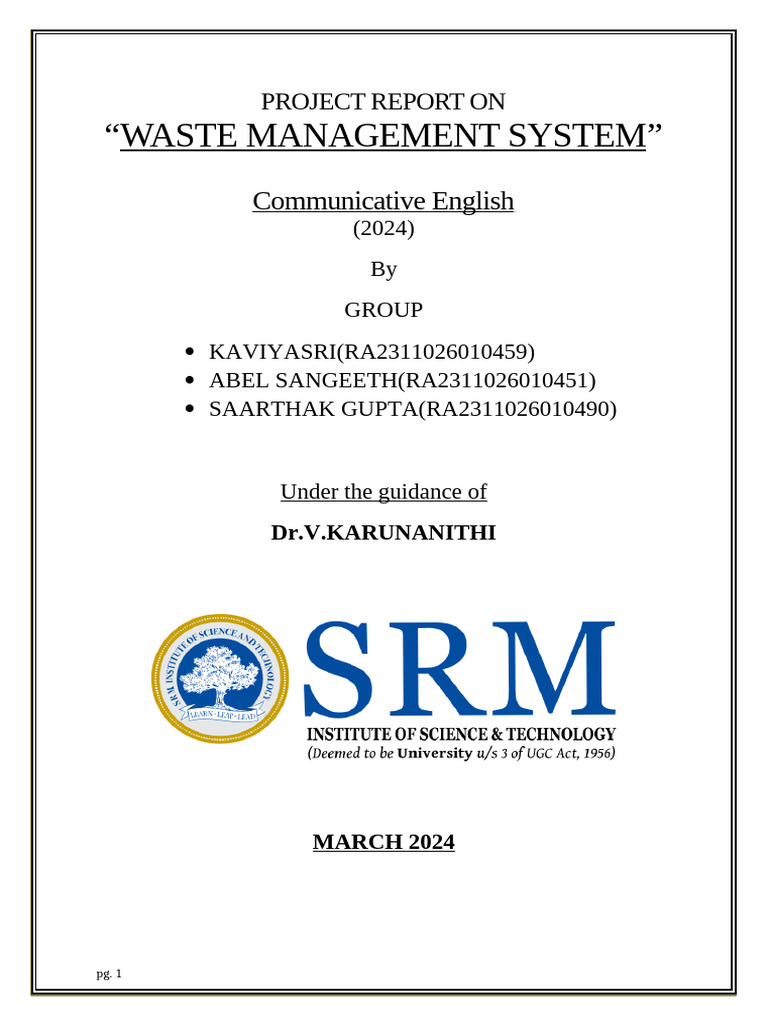 English Project Waste Management System | PDF | Waste | Waste Management