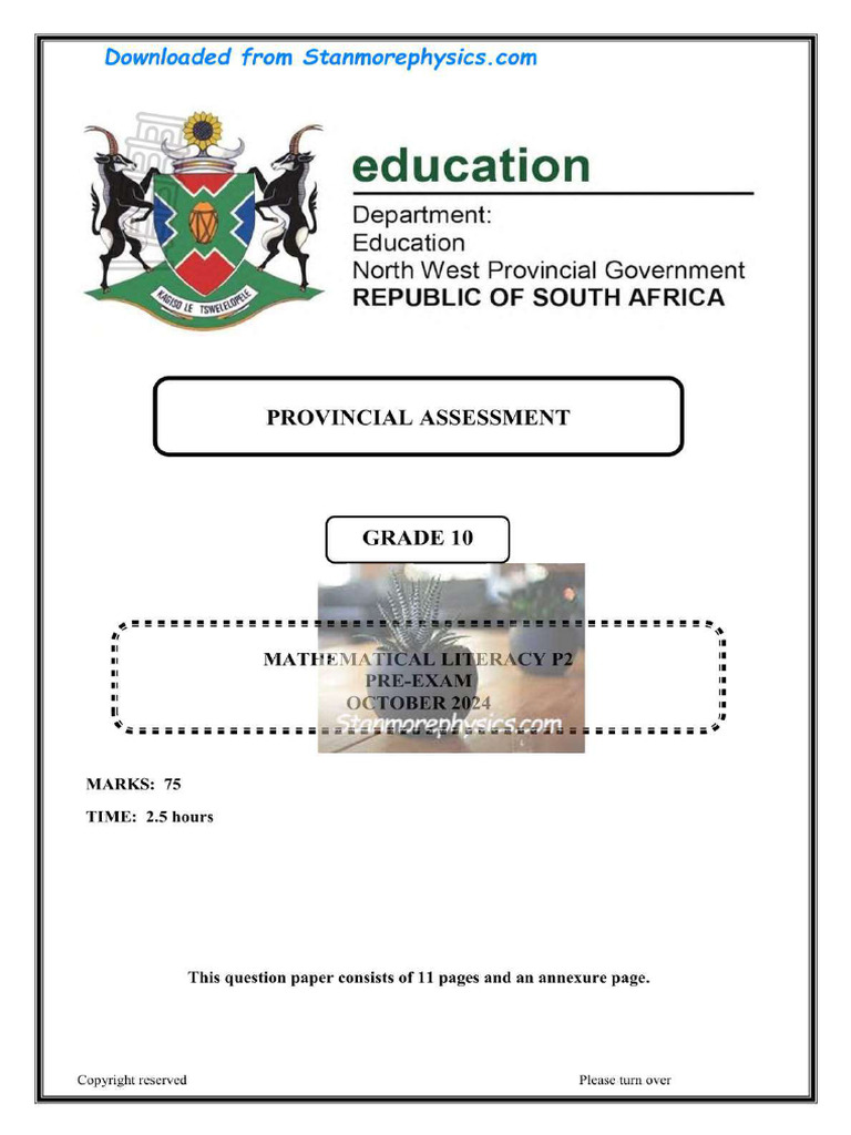 NW Maths Literacy Grade 10 Pre November 2024 QP and Memo | PDF