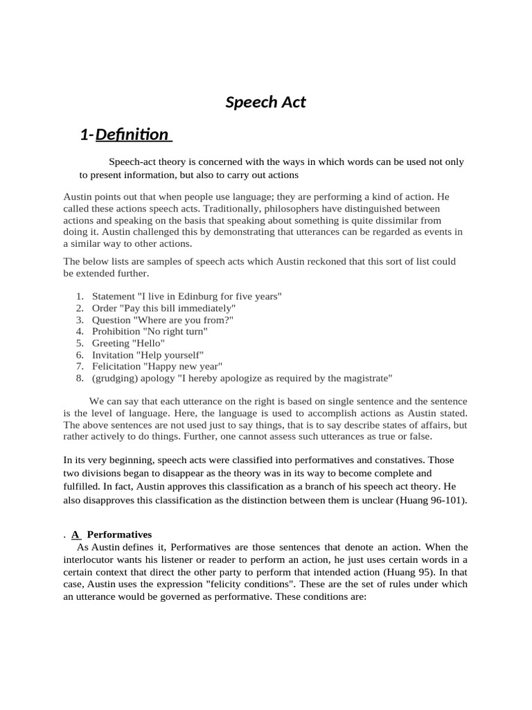 Speech Act | PDF | Linguistics | Cognitive Science