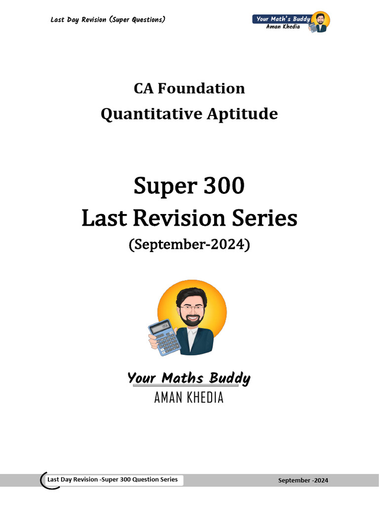Last Day Revision: Super 300 Questions | PDF | Present Value | Interest