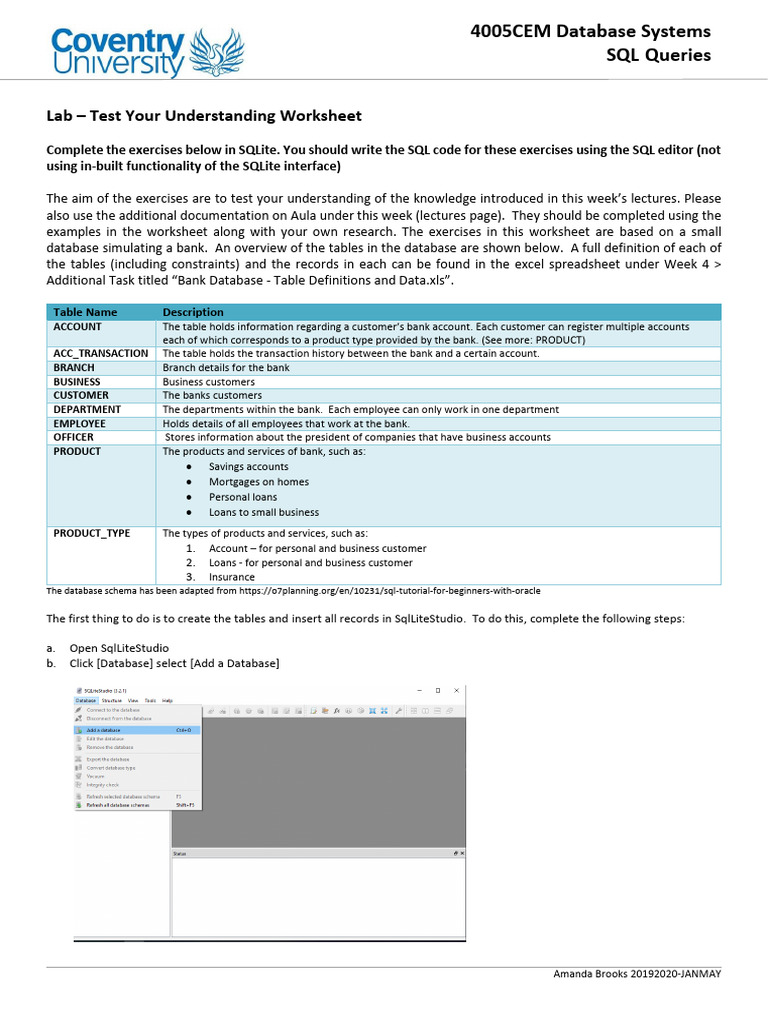 Lab - SQL Queries Worksheet-2 | PDF | Databases | Sql Lab - SQL Queries Worksheet-2 | PDF | Databases | Sql