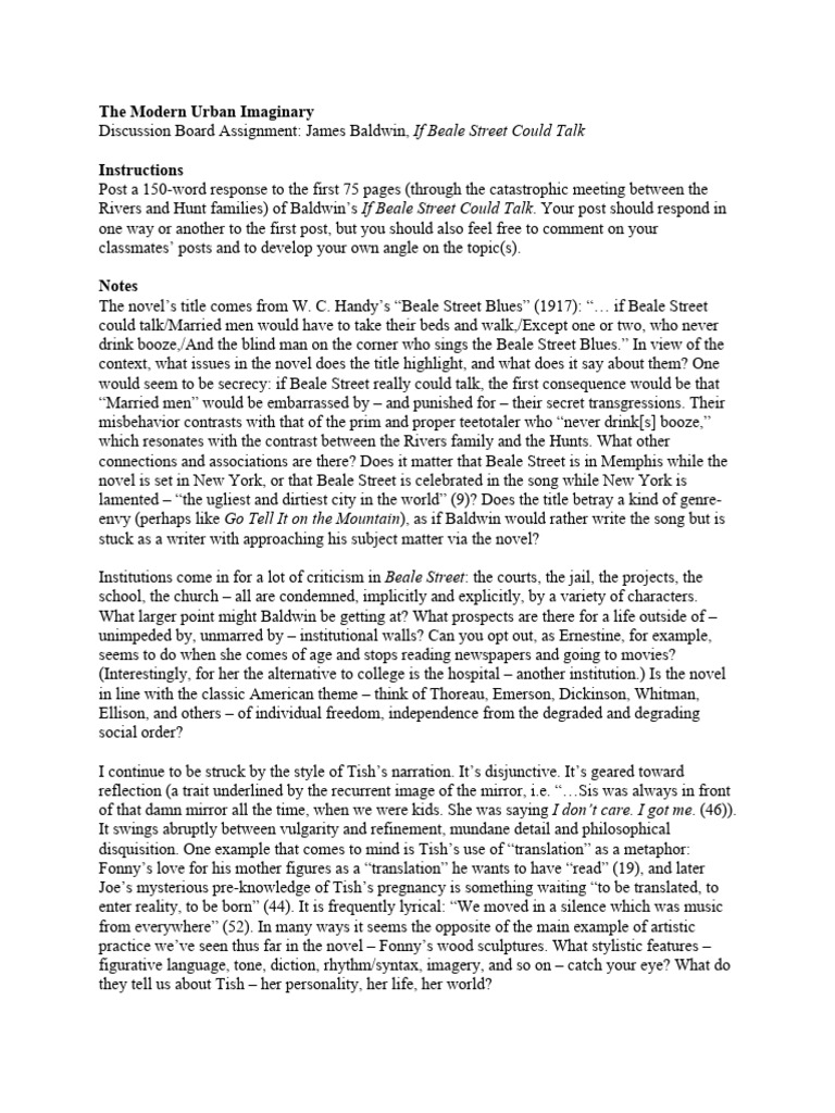 Analyzing Baldwin's If Beale Street Could Talk | PDF | Classics ...