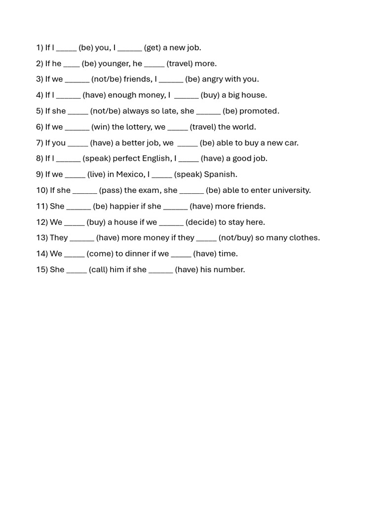 Review Exercise Second Conditional (2) | PDF