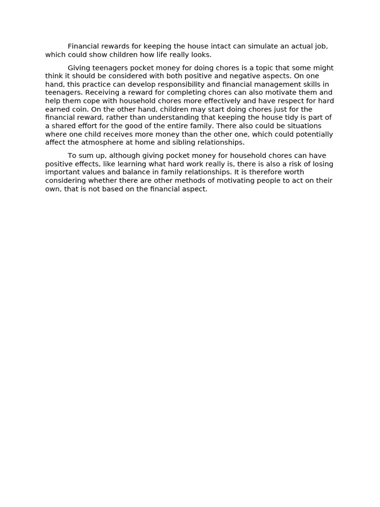 Pocket Money ESSAY | PDF | Wellness