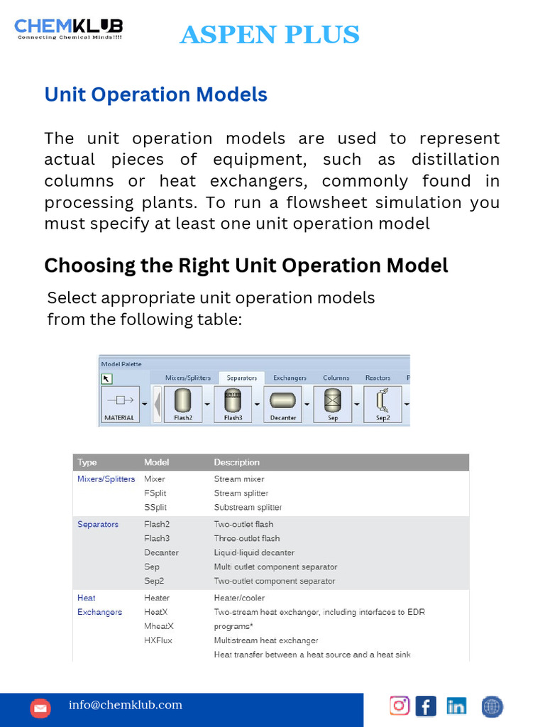 Choosing ASPEN PLUS Unit Models | PDF