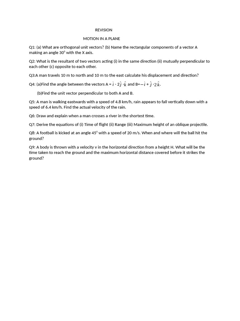 Revision Motion in 2D | PDF