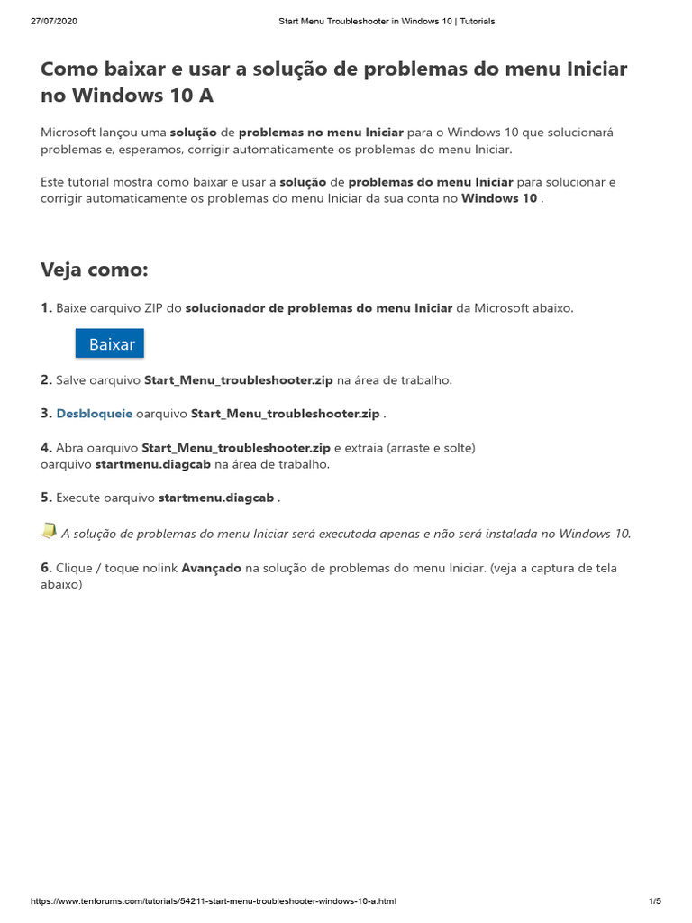 Start Menu Troubleshooter in Windows 10 - Tutorials | PDF | Windows 10 ...