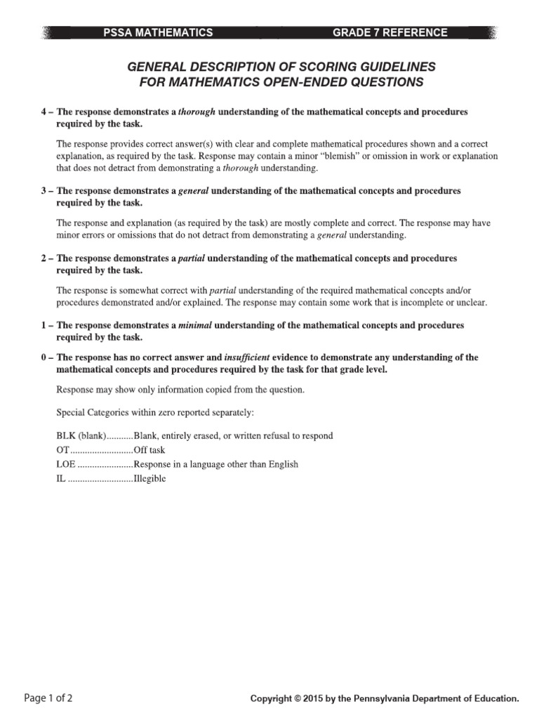 Grade_7_-_Math_Scoring_Guidelines_and_Formula_Sheets | PDF | Elementary ...