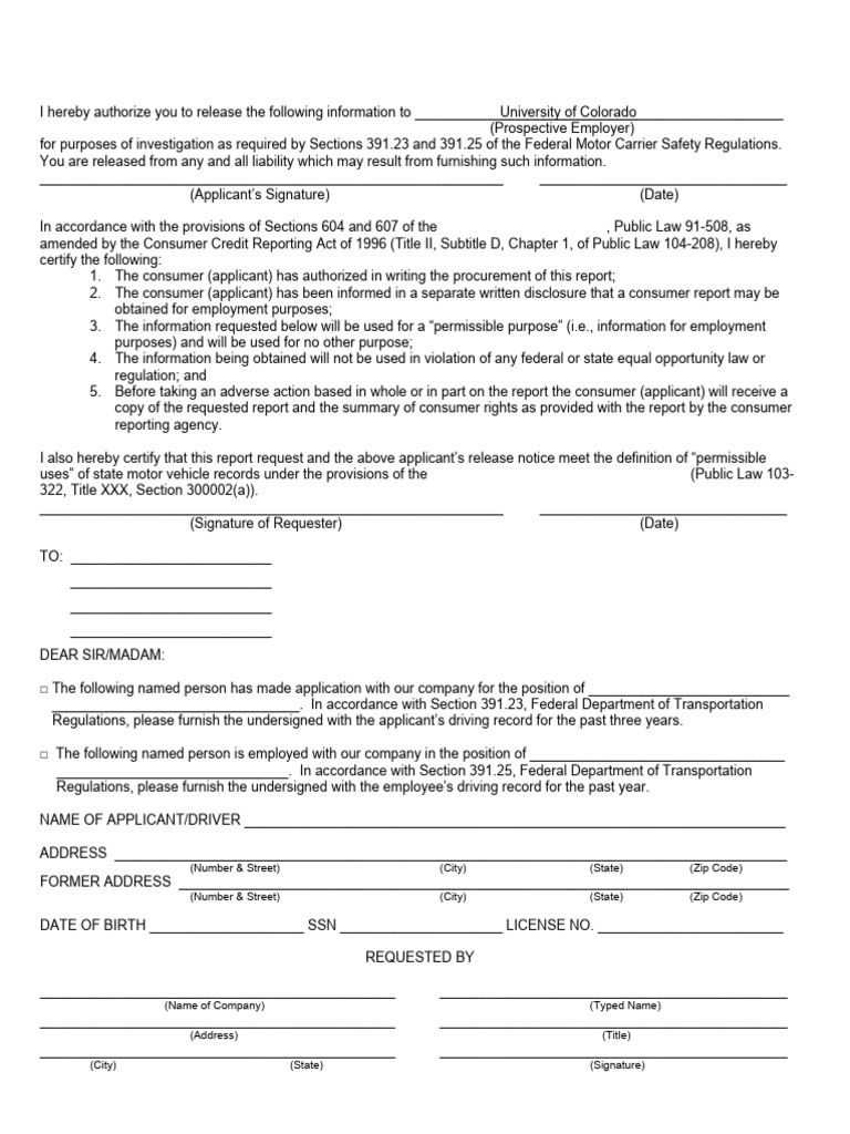 Request For Check of Driving Record | PDF