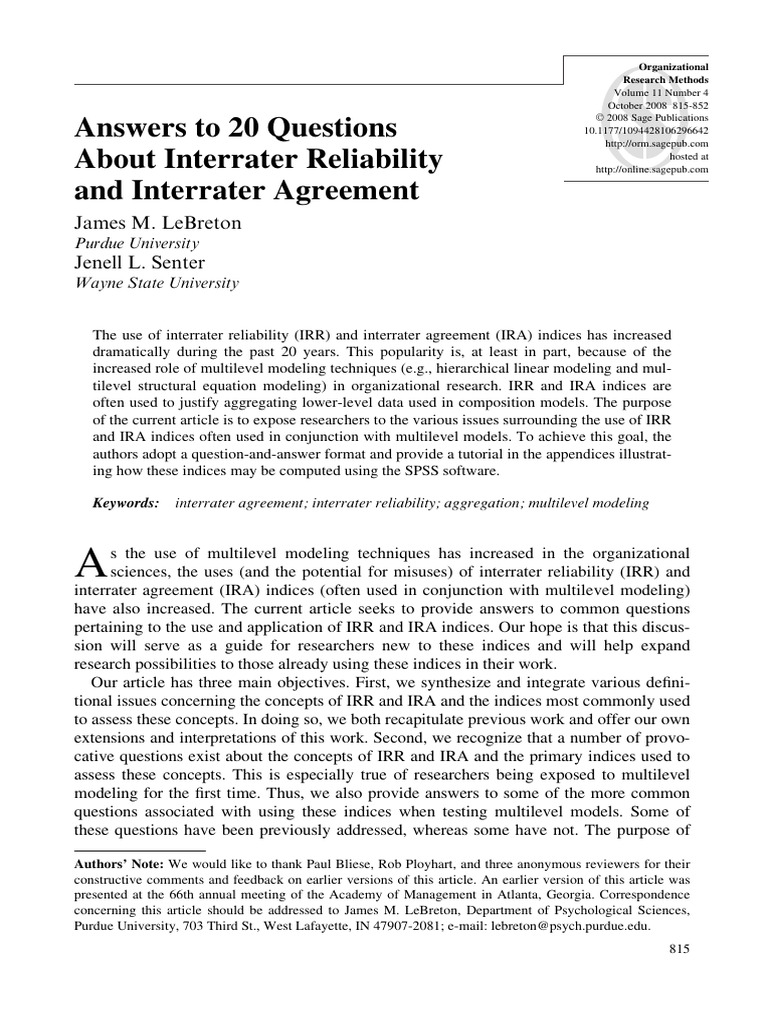 Multilevel Modeling: IRR & IRA Guide | PDF | Variance | Estimator