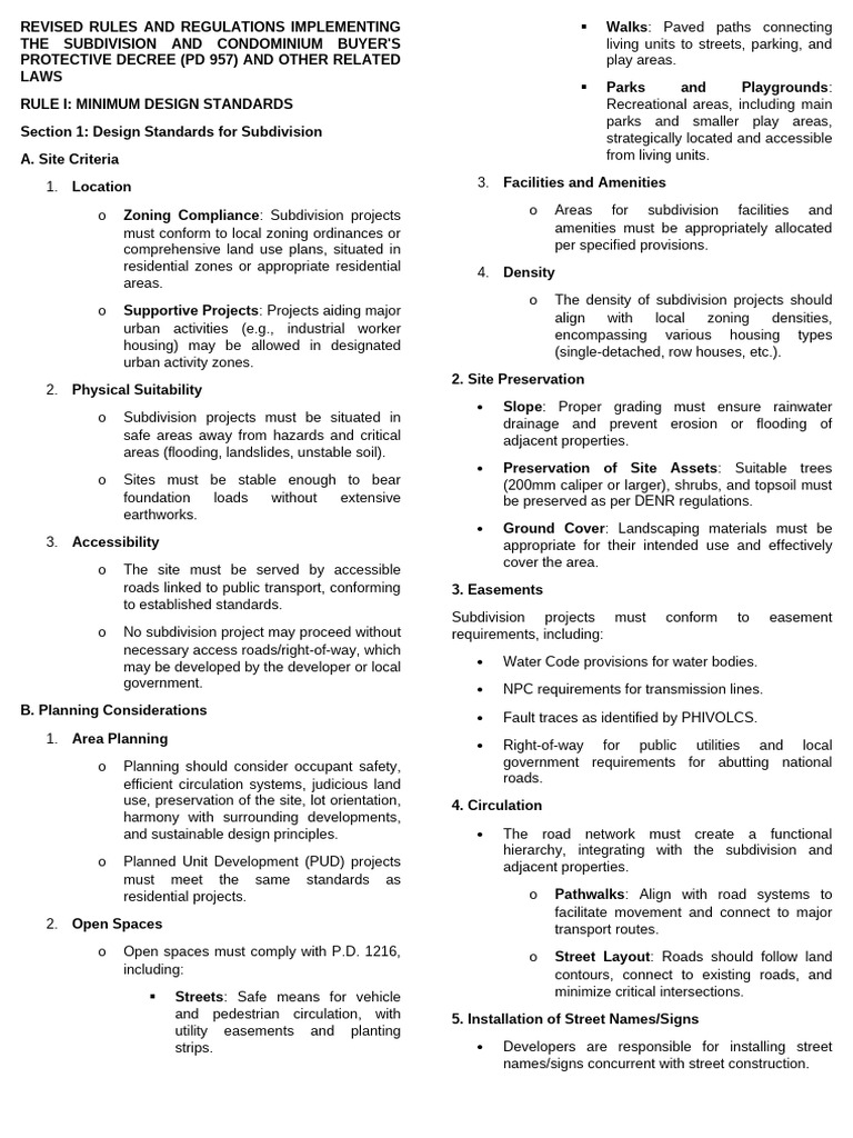 PD 957 Summarized Reviewer | PDF | Road | Sidewalk