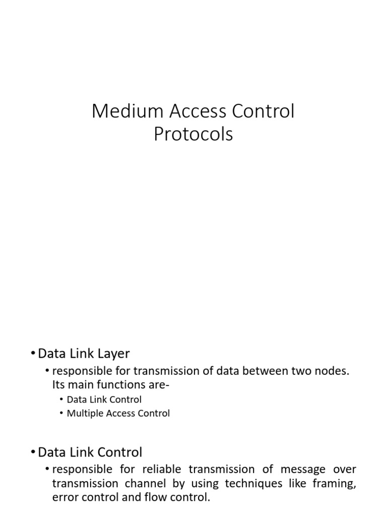 38-Medium Access Control Protocol-30-10-2023 | PDF | Computer Network | Channel Access Method