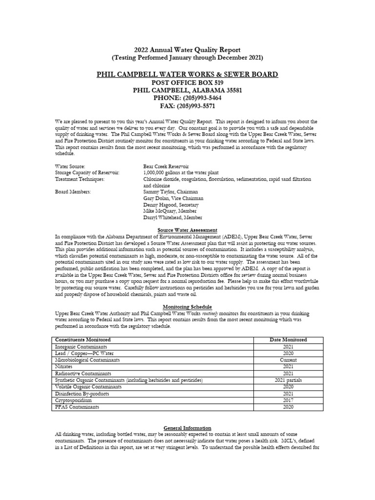 2022 Annual Water Quality Report | PDF | Drinking Water | Water
