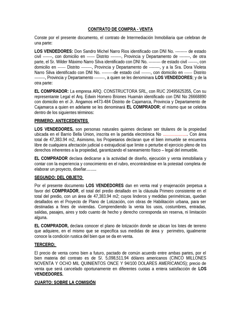 Contrato de Compra - Venta | PDF