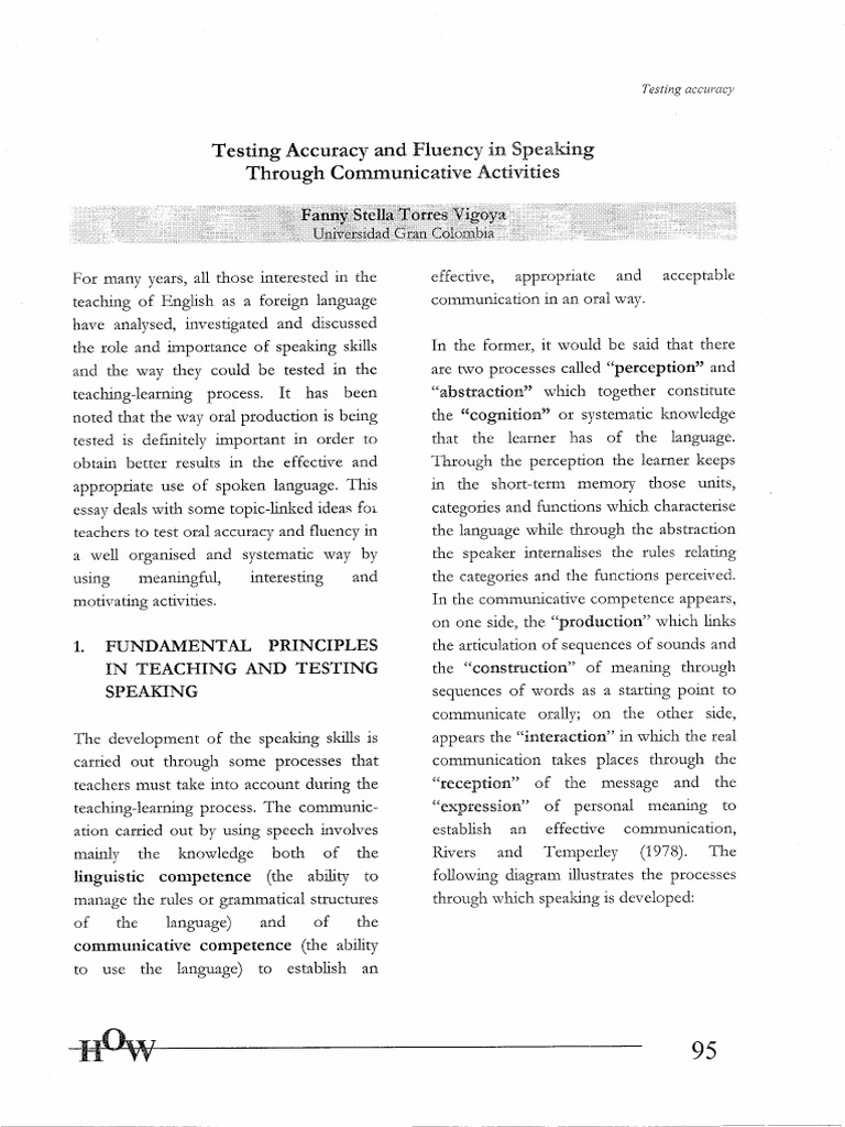 Testing Accuracy and Fluency in Speaking Through Testing | PDF