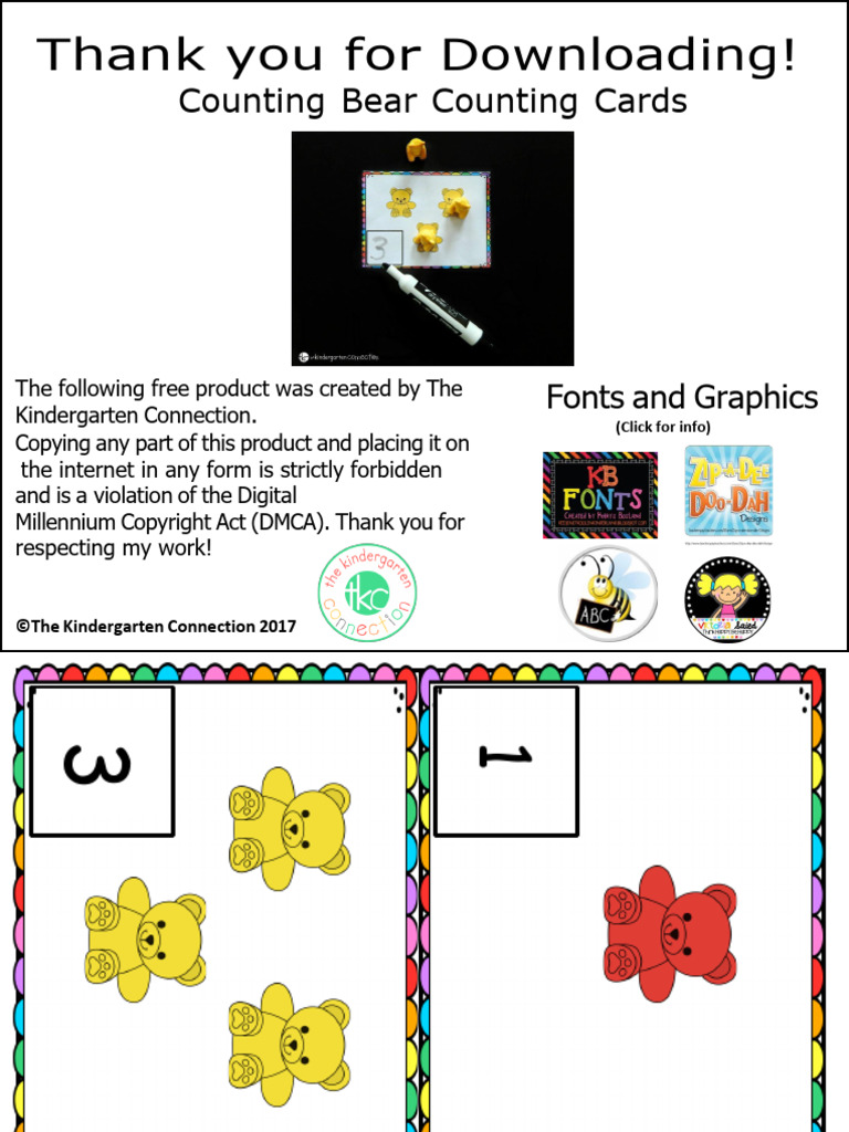 Counting Bear Counting Cards To 5 | PDF