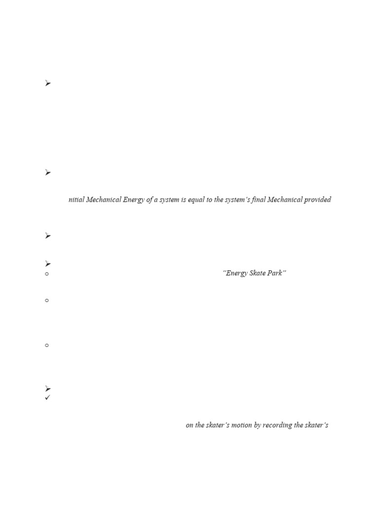 Mechanical Energy Lab Report (PhET) | PDF | Force | Friction
