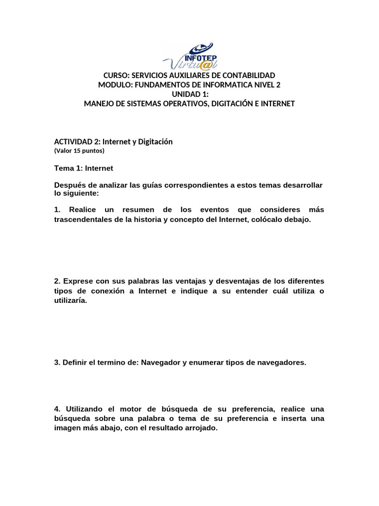 Actividad 2 Uni 1 Mod 2 | PDF | Red mundial | Internet y web