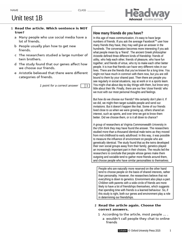 Unit Test 1B | PDF | Aristotle