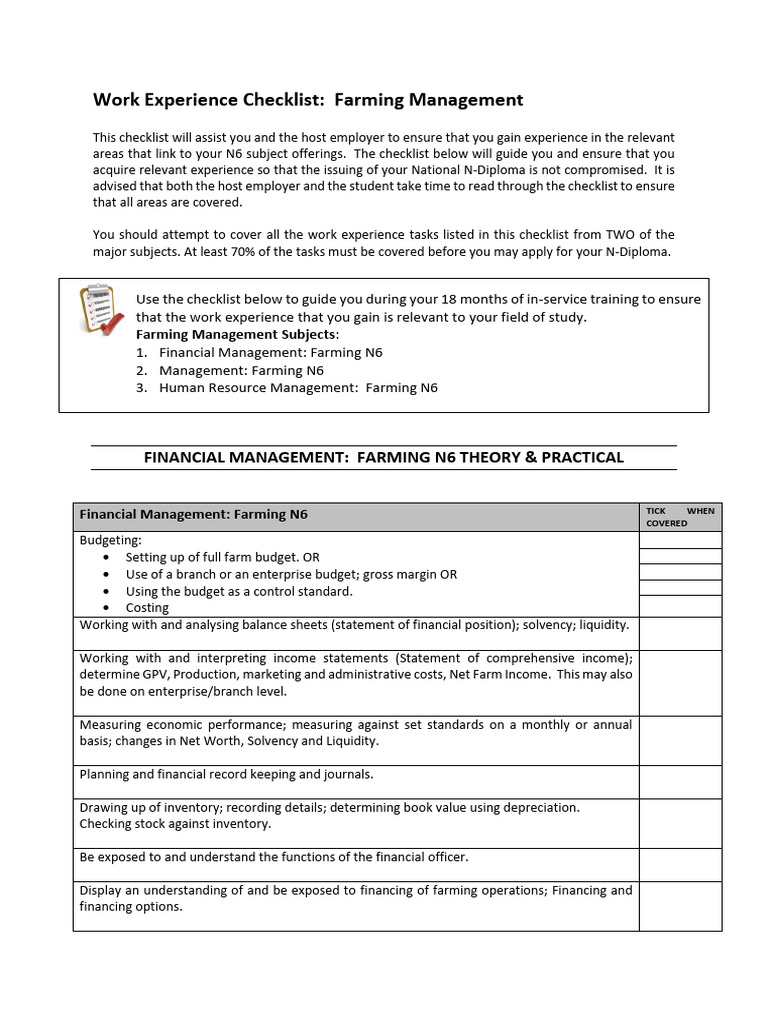 CHECKLIST Farming - 240816 - 201818 | PDF | Occupational Safety And ...