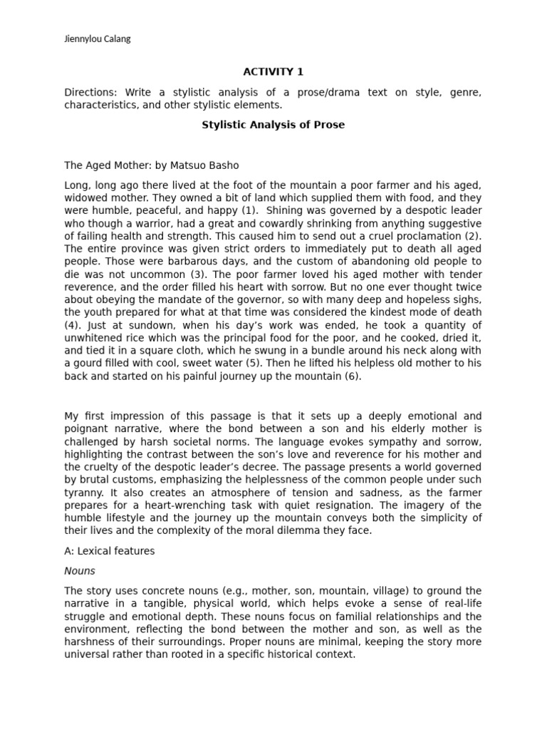 Analysis of Stylistic Prose | PDF | Metaphor | Sentence (Linguistics)