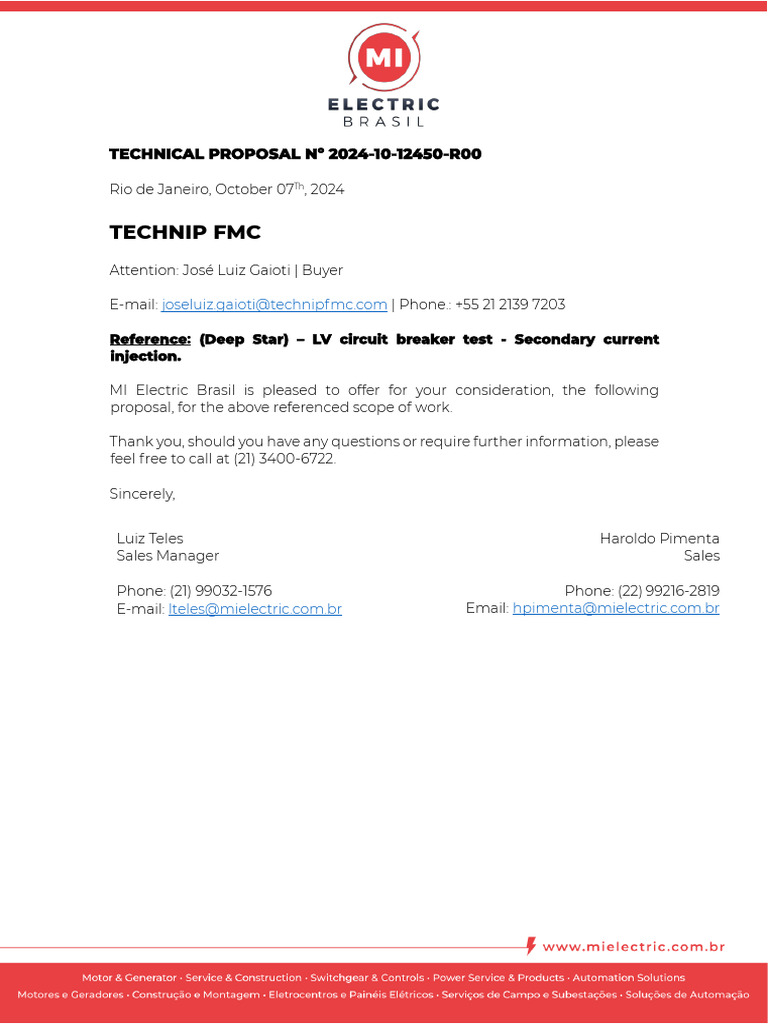 2024 10 12450 TECHNIP FMC (Deep Star) LV Circuit Breaker Test PTE R00 ...