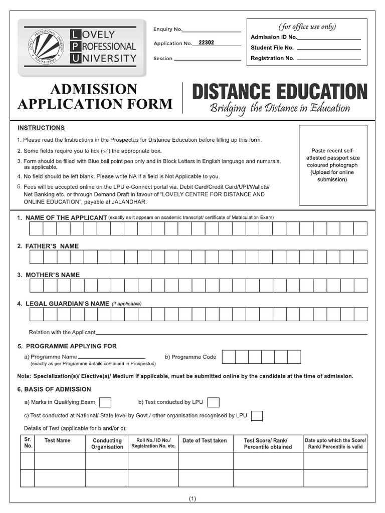 Online Application Form | PDF