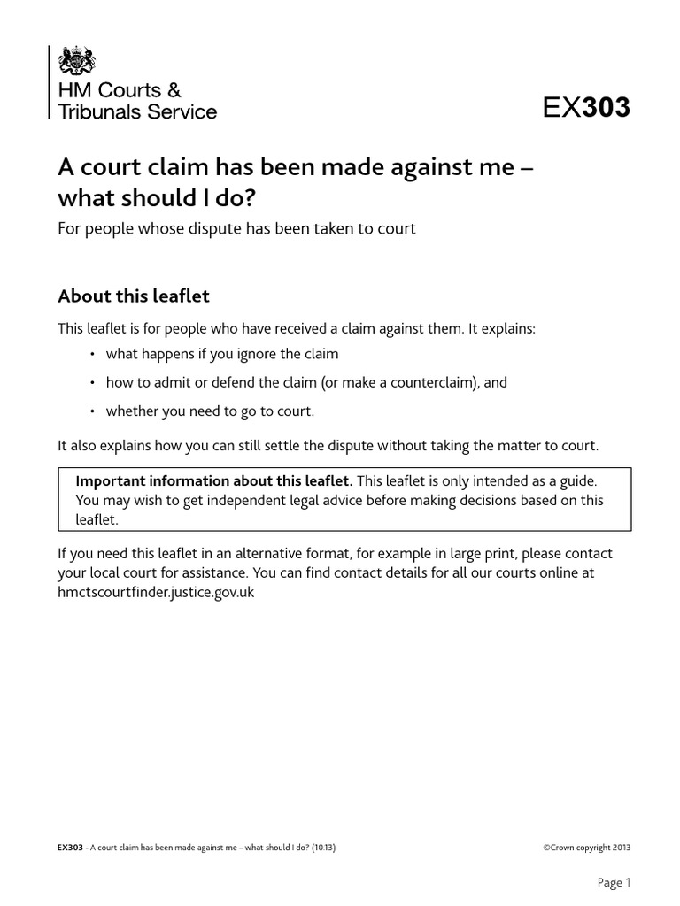 Ew A Court Claim Has Been Made Against Me What Should I Do PDF 8 | PDF | Judgment (Law) | Public Law