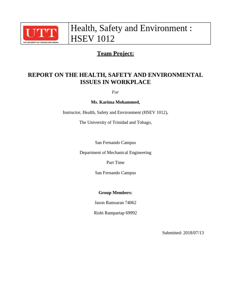 HSE Final Project | PDF | Hazards | Risk