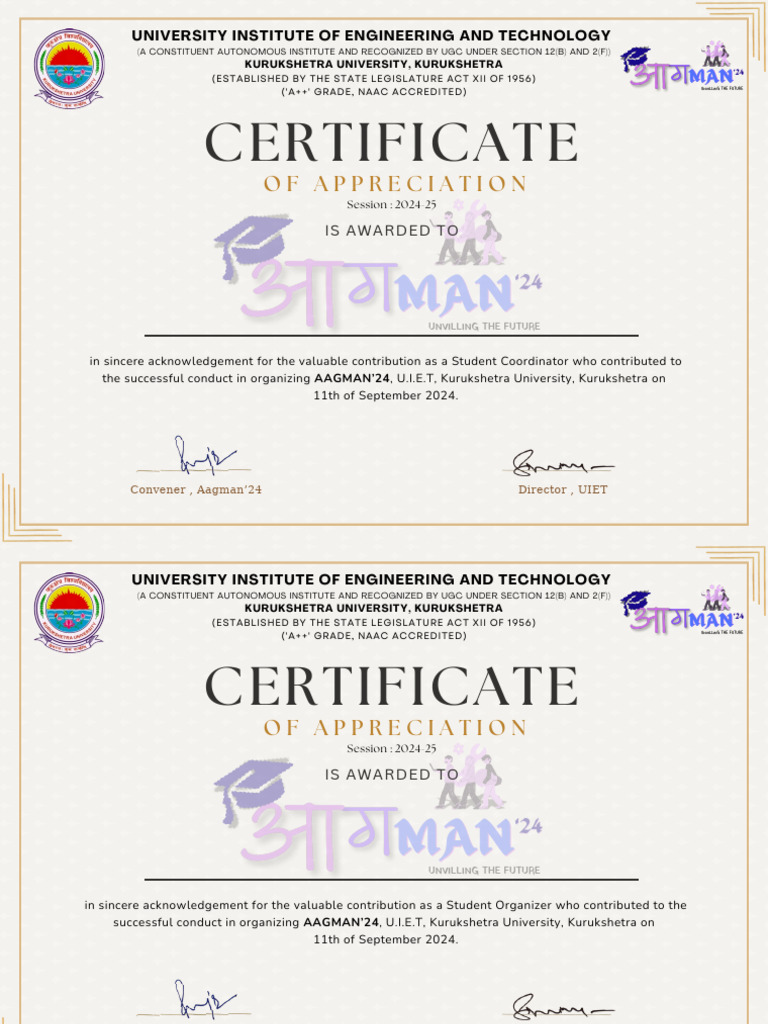 Acknowledgment for AAGMAN'24 Organizers | PDF | Higher Education