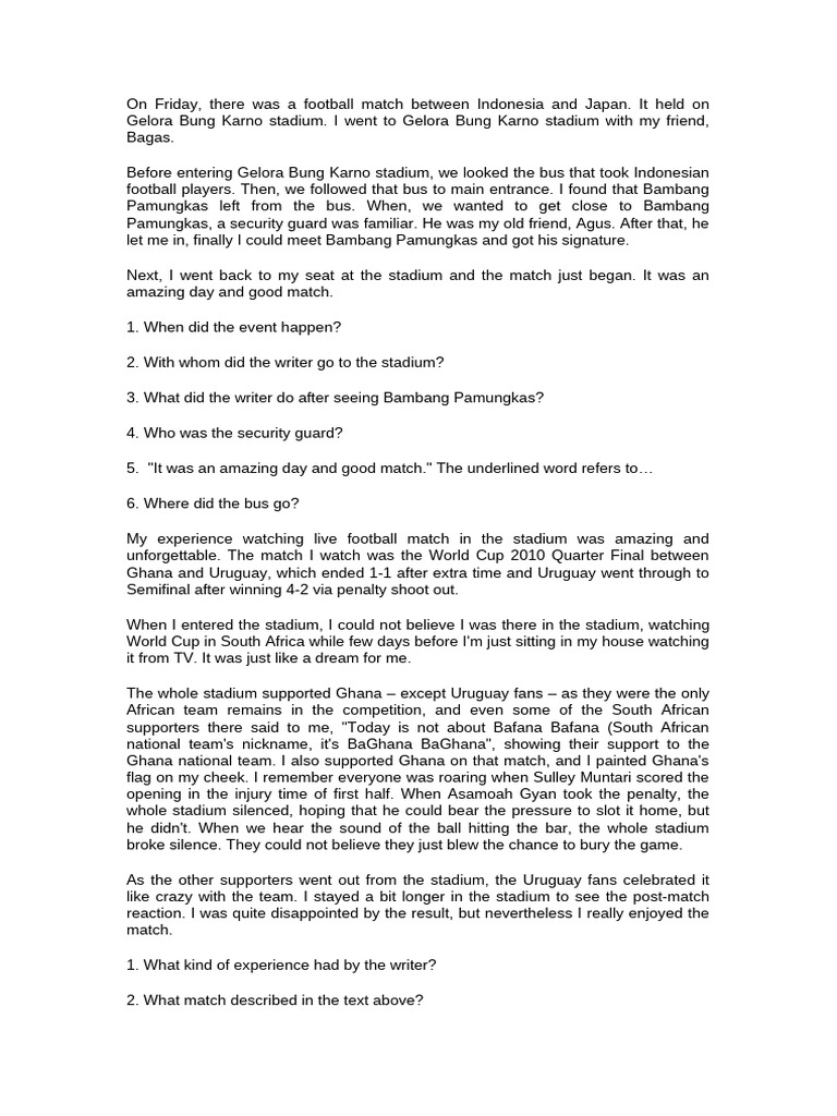 Soal Recount - Sports Events | PDF | Association Football | Sports