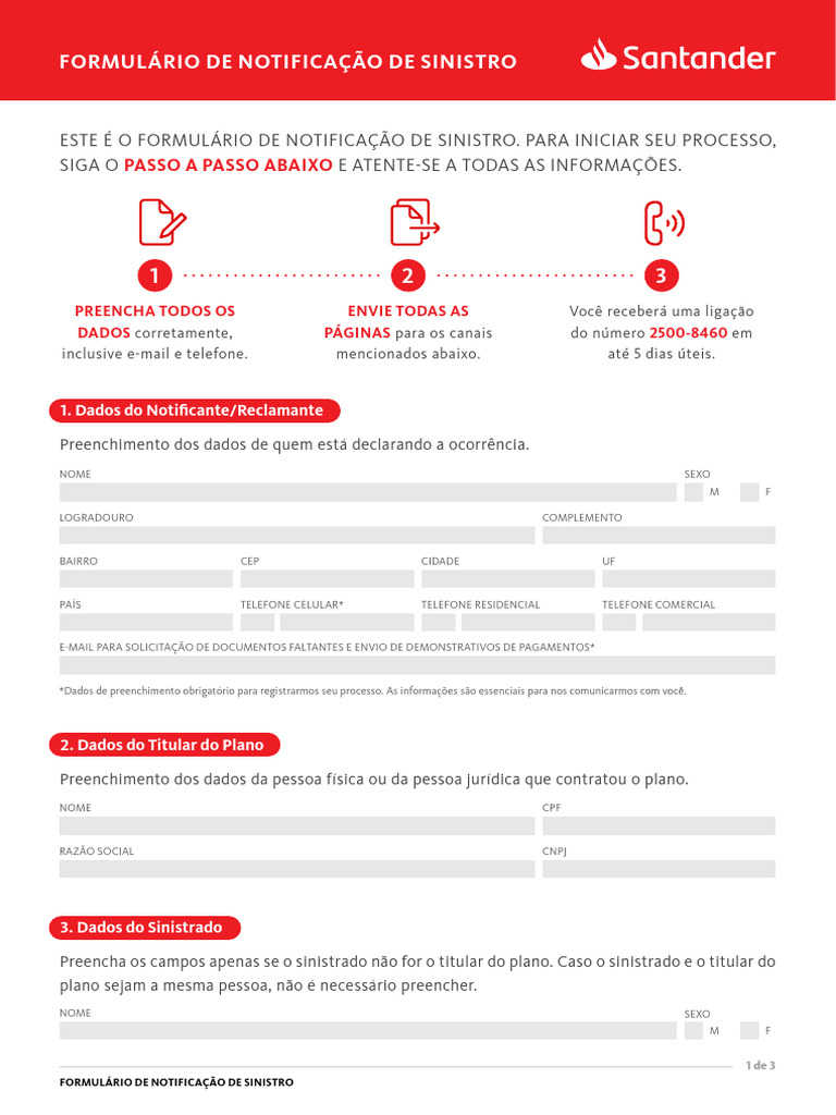 Formulario de Notificacao de Sinistro Previdencia | PDF