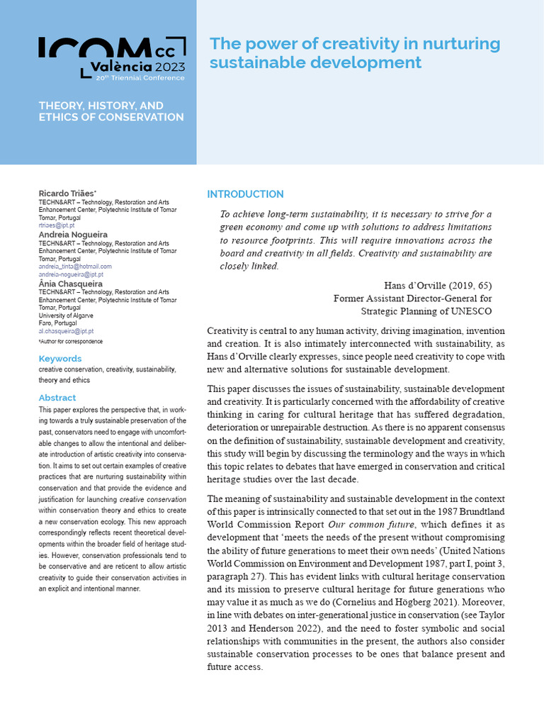 ICOM-CC 2023 Valencia 038 | PDF | Creativity | Sustainability