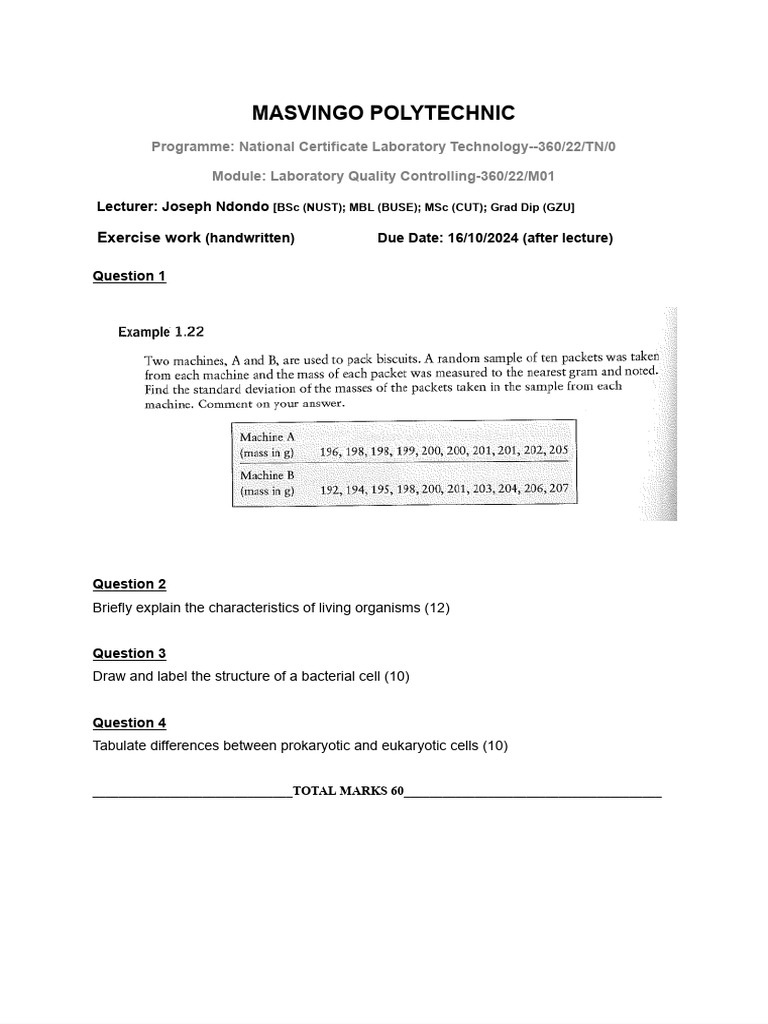 NC Laboratory Technology Exercise 2024 - Google Docs | PDF