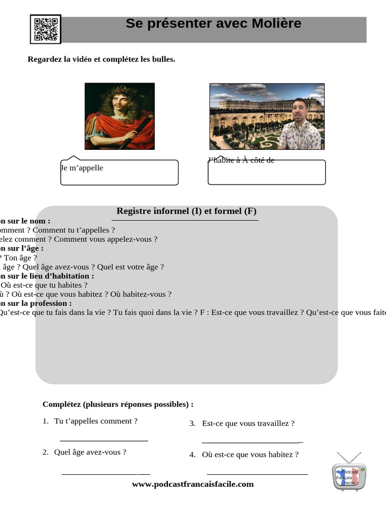 Se présenter en français | PDF | Arts du langage et discipline | Études ...