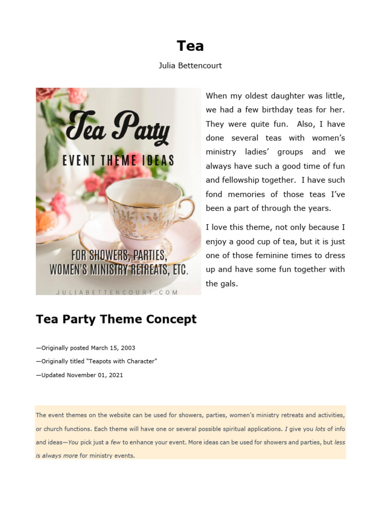 tea-party-event-ideas | PDF | Hot Drinks | Tea