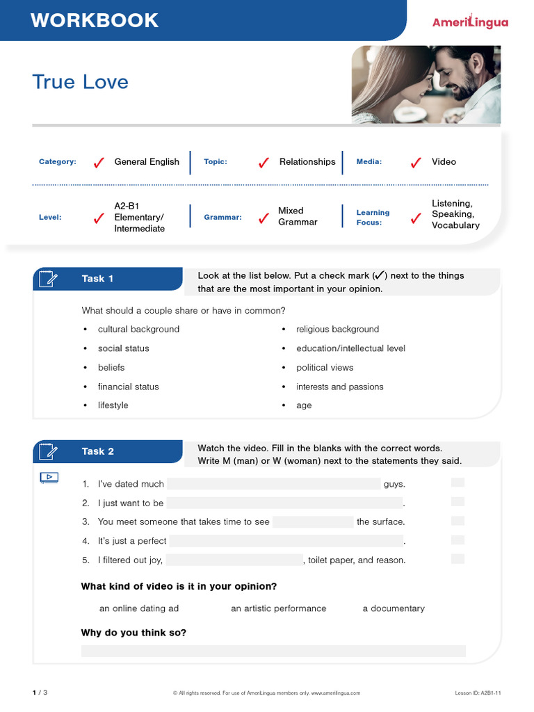 Love & Relationships Workbook | PDF | Love