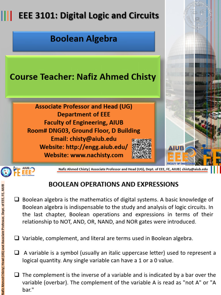 4a - Boolean Algebra - Spring24 | PDF | Boolean Algebra | Teaching ...