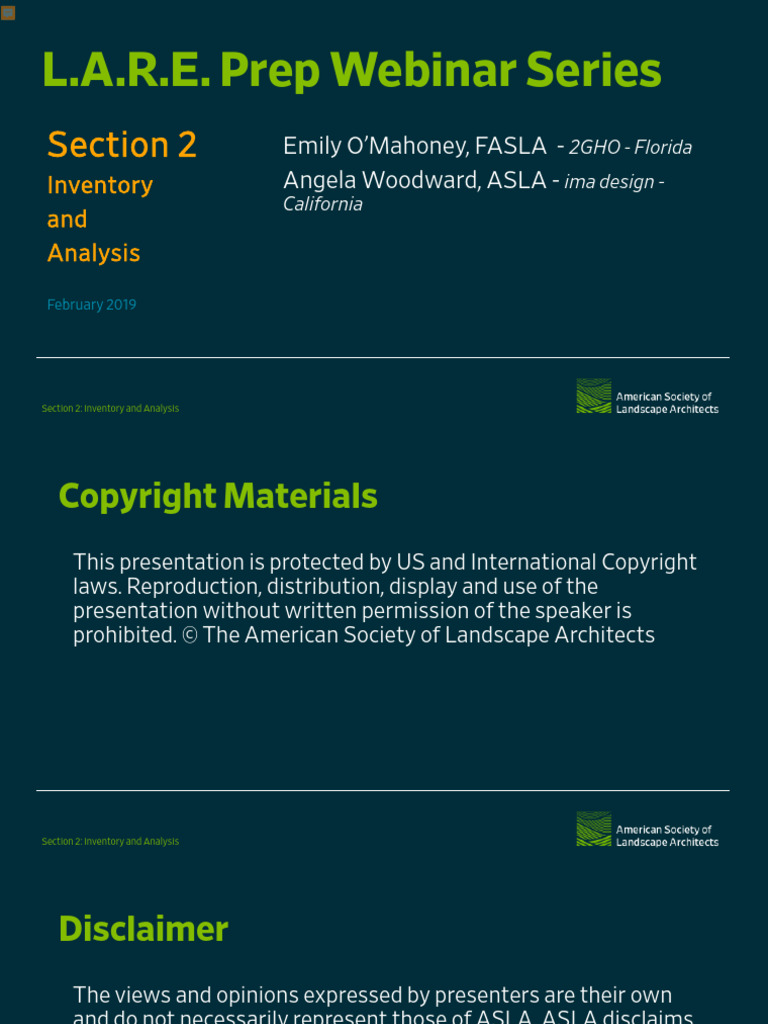 FEB 2019 - ASLA LARE Prep Week - Section 2 - Slides | PDF | Soil | Wetland