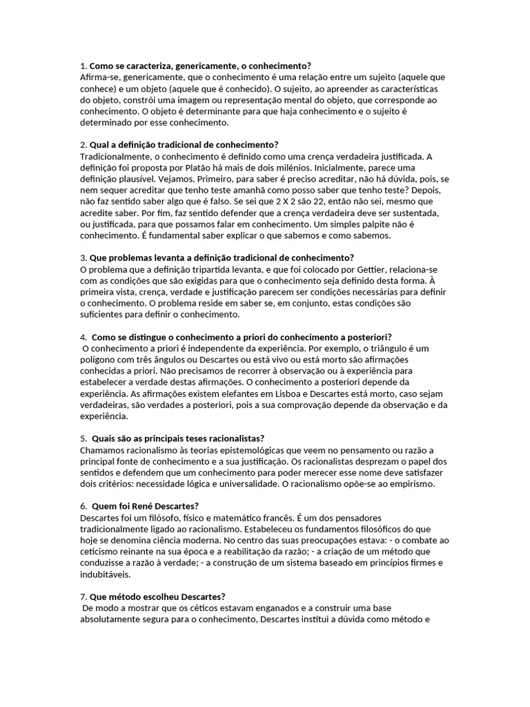 Como Se Caracteriza | PDF | Conhecimento | René Descartes