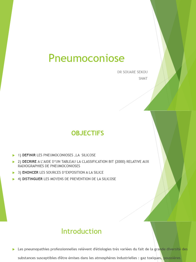 Pneumoconiose et Silicose : Définitions et Risques | PDF | Spécialités ...