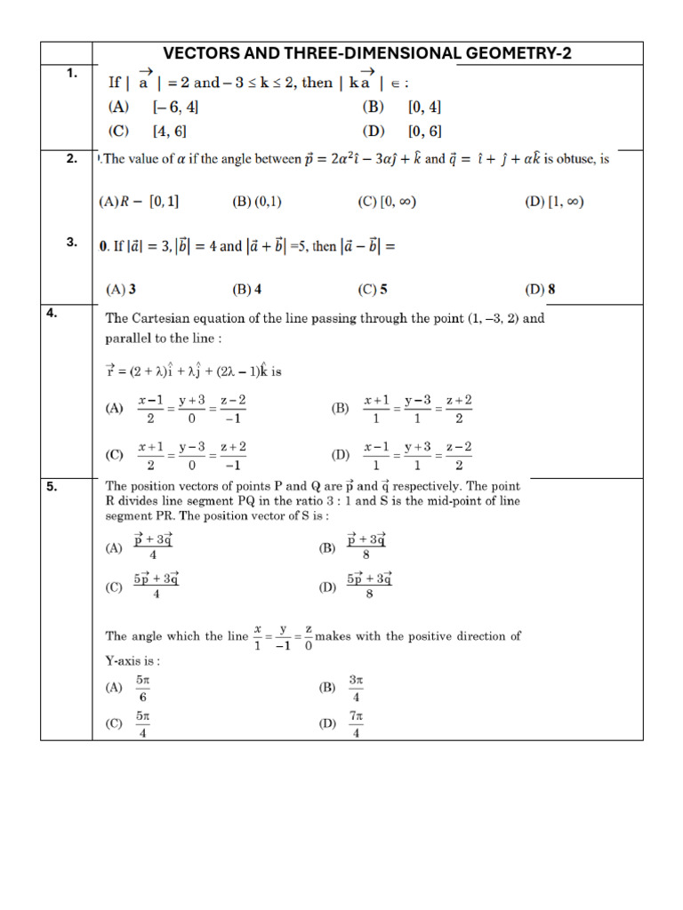 Vectors and 3D-Board Questions 2 | PDF
