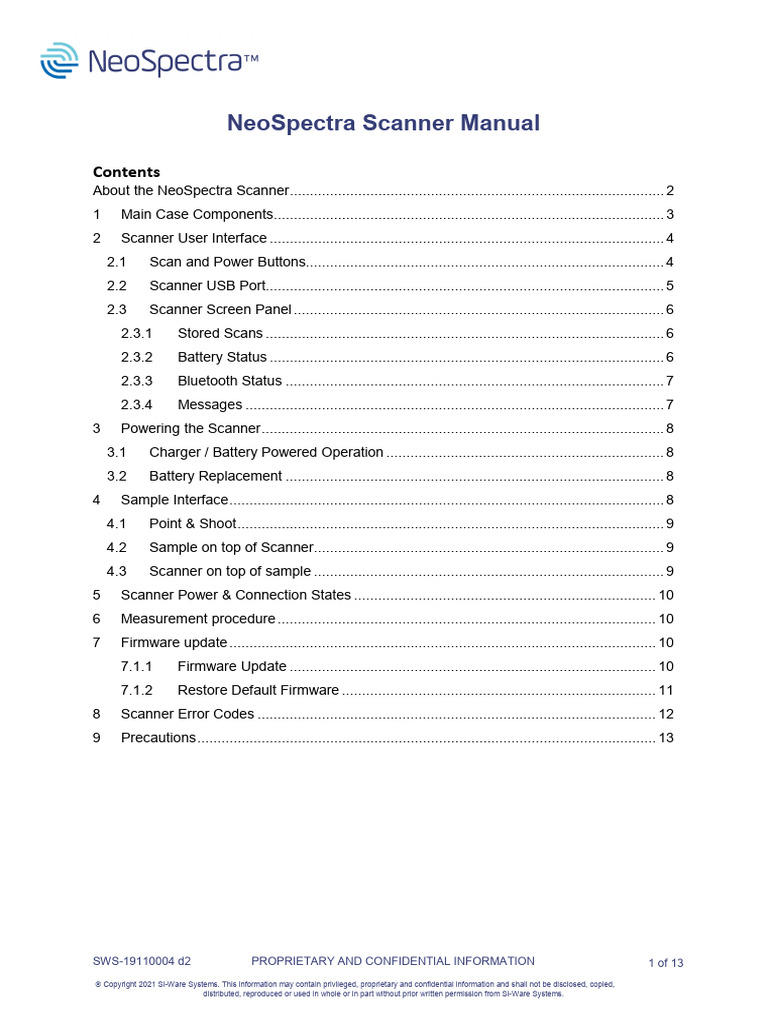 NeoSpectral Scanner Manual | PDF | Image Scanner | Battery Charger