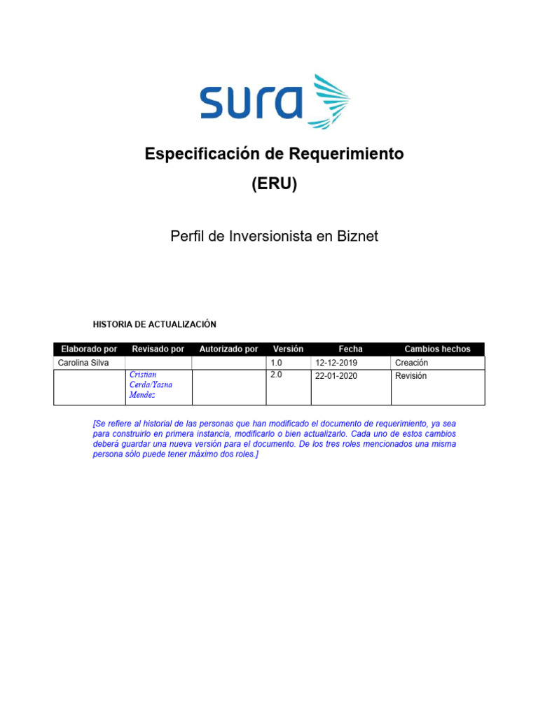 ERU Perfil Inversionista v2 - Biznet 20200122 | PDF | Usuario ...