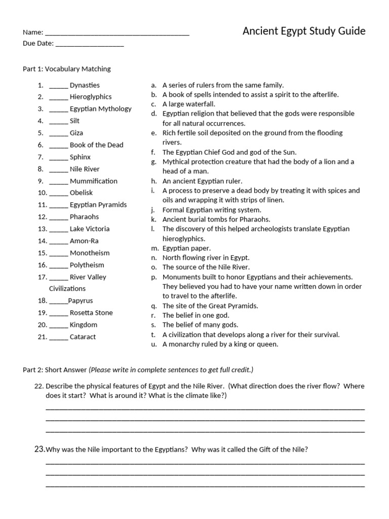 Ancient Egypt test | PDF | Ancient Egypt | Ancient Egyptian Religion