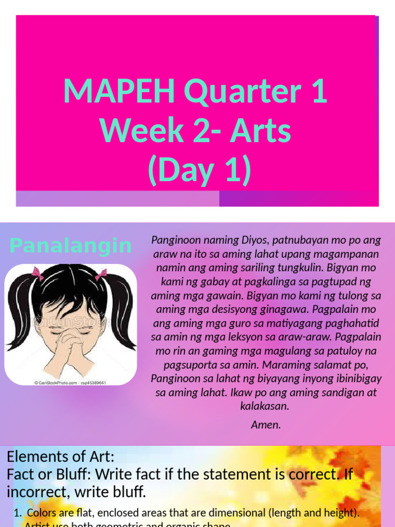 Powerpoint MAPEH 10 First Quarter Week 2 Arts Day 1 | PDF | Impressionism | Claude Monet