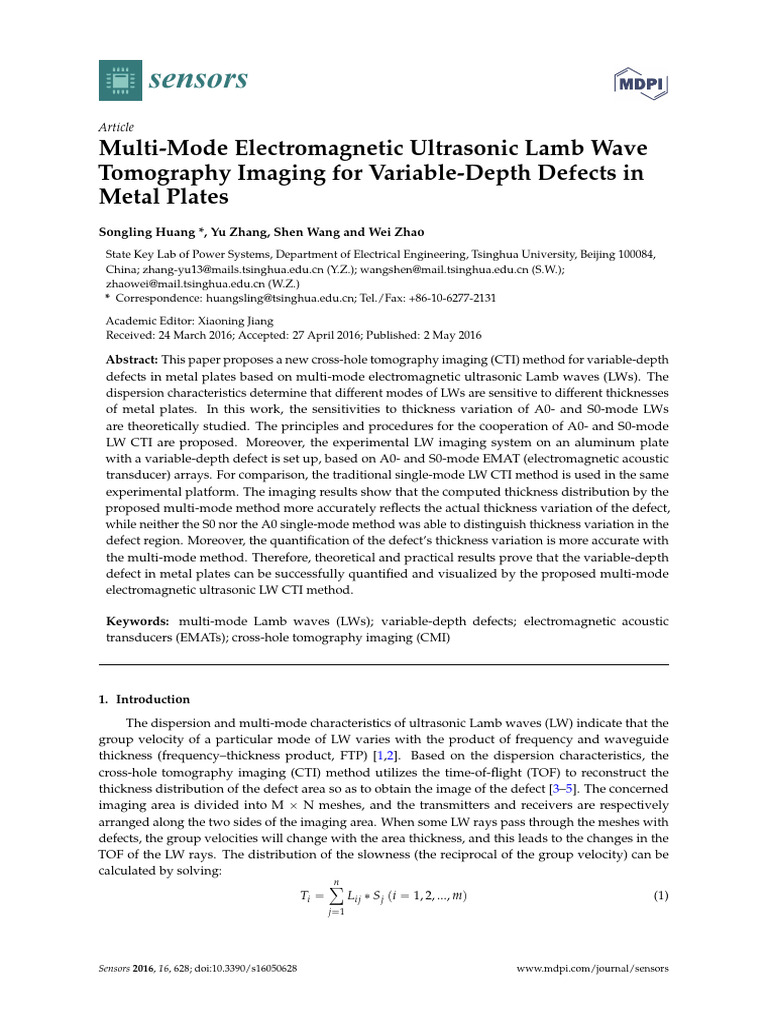 Multi-Mode Electromagnetic Ultrasonic Lamb Wave Tomography Imaging | PDF | Waves | Dispersion ...