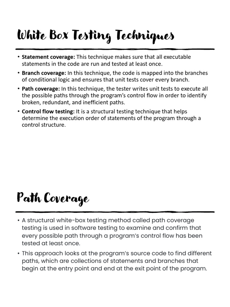 White Box Testing: Path Coverage Techniques | PDF | Computer ...