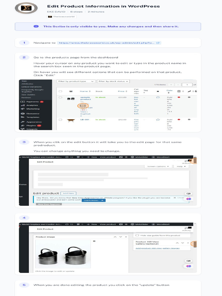 Edit Product Information in WordPress | PDF
